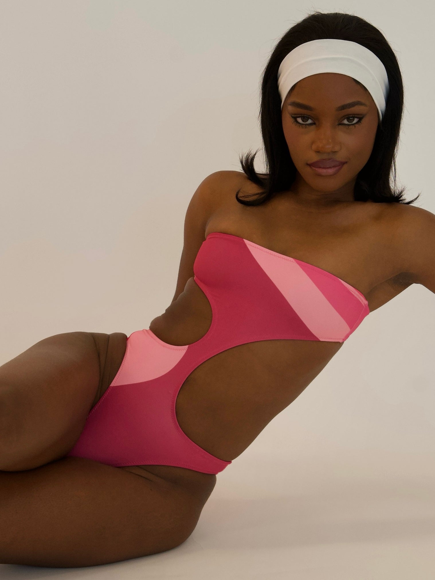 Aria Asymmetric Cutout One-Piece - Pink – Sonnet Swim